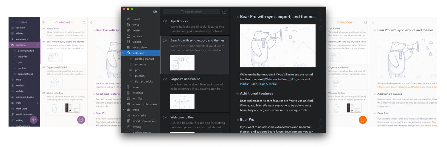 Write your way with beautiful themes and Bear Pro